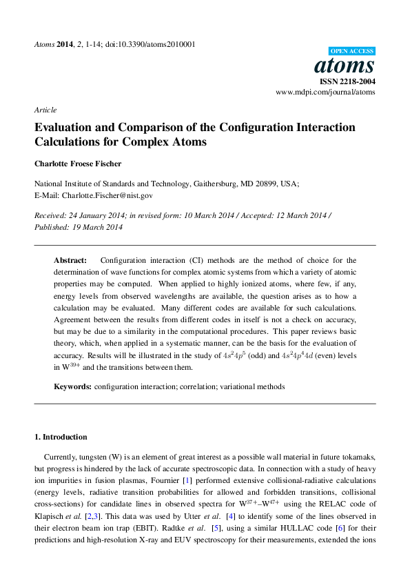 Pdf Evaluation And Comparison Of The Configuration Interaction