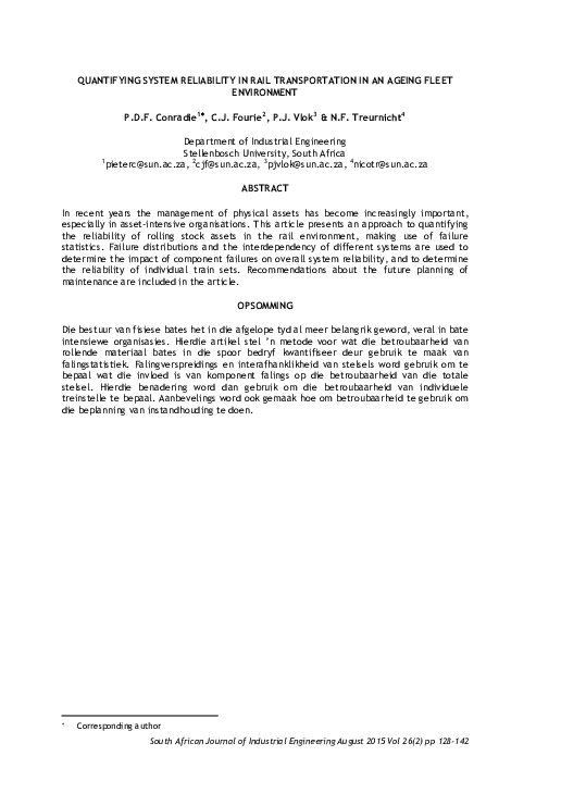 (PDF) Quantifying System Reliability in Rail Transportation in an ...