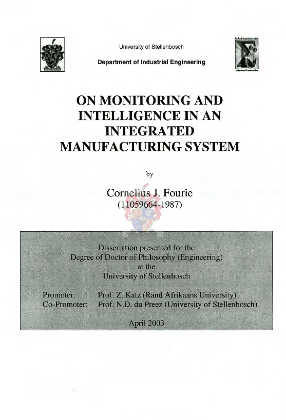 (PDF) On monitoring and intelligence in an integrated manufacturing system