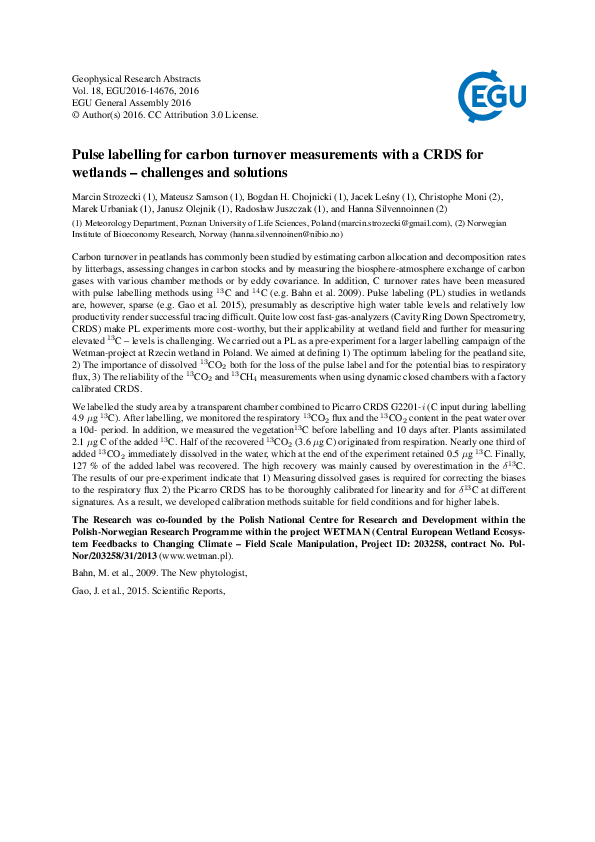 (PDF) Pulse labelling for carbon turnover measurements with a CRDS for ...