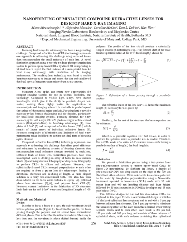 (PDF) Nanoprinting of Miniature Compound Refractive Lenses for Desktop Hard X-Ray Imaging | Mona ...