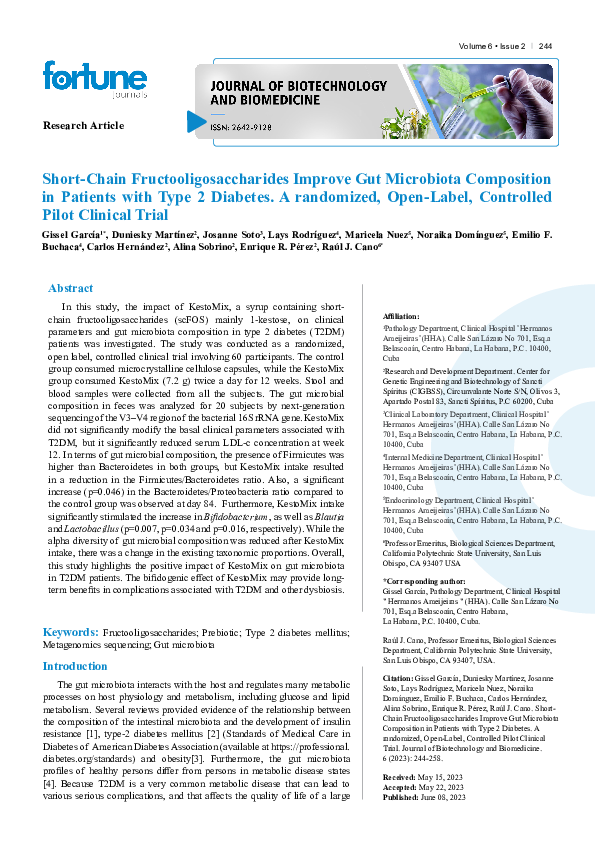 (PDF) Short-Chain Fructooligosaccharides Improve Gut Microbiota ...