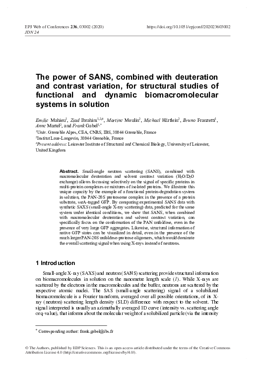 (PDF) The power of SANS, combined with deuteration and contrast ...