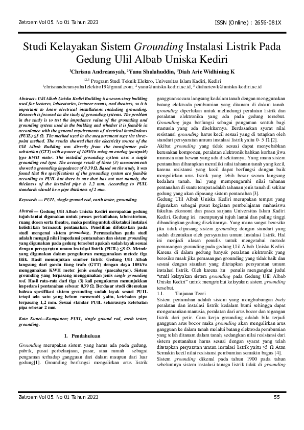 (PDF) Studi Kelayakan Sistem Grounding Instalasi Listrik Pada Gedung ...