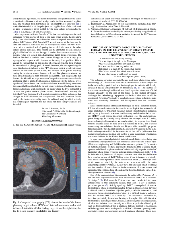 (PDF) The use of intensity modulated radiation therapy in the treatment ...