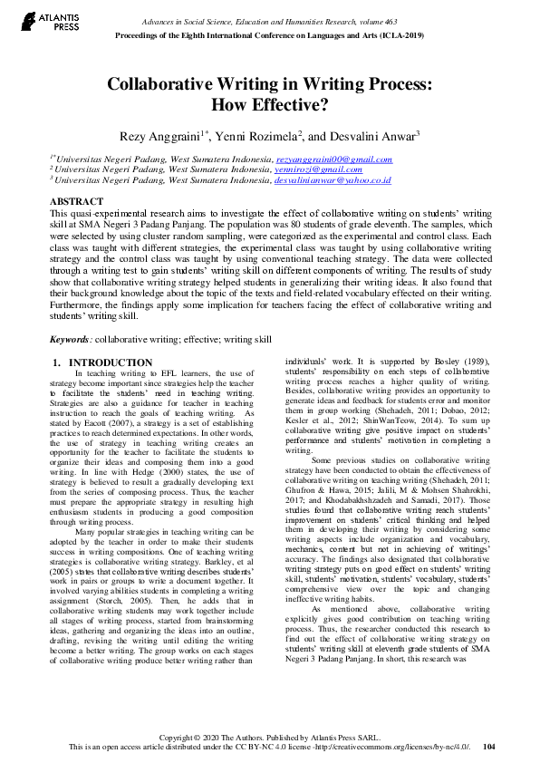 (PDF) Collaborative Writing in Writing Process: How Effective?