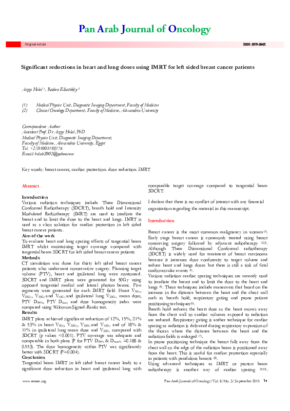 (PDF) Significant reductions in heart and lung doses using deep ...
