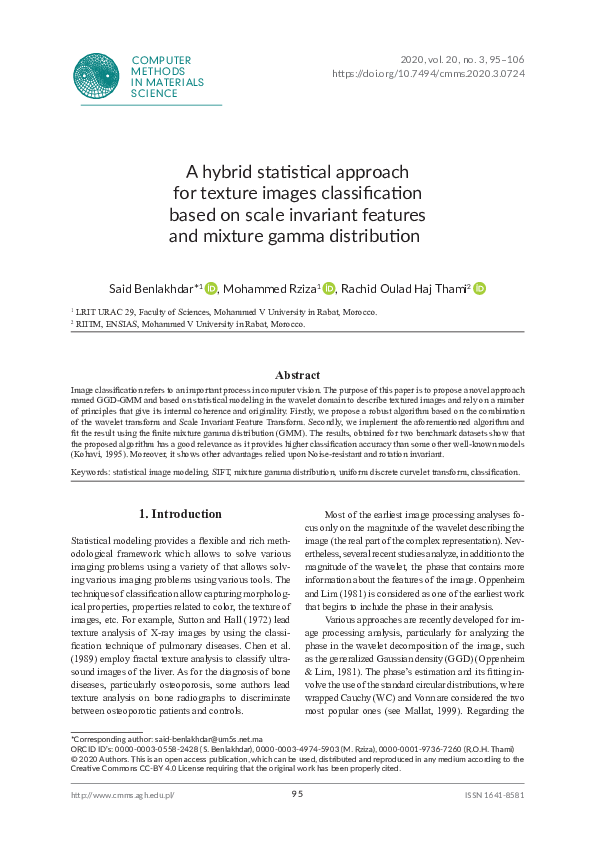 Pdf A Hybrid Statistical Approach For Texture Images Classification Based On Scale Invariant