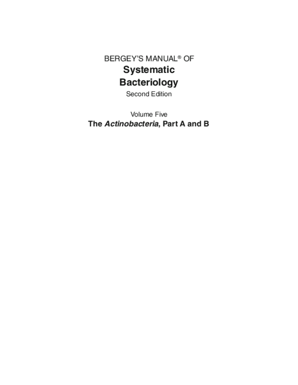(PDF) Bergey's Manual of Systematic Bacteriology