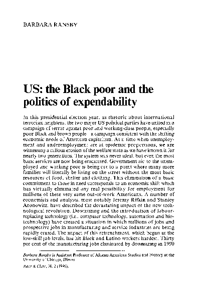 (PDF) US: the Black poor and the politics of expendability