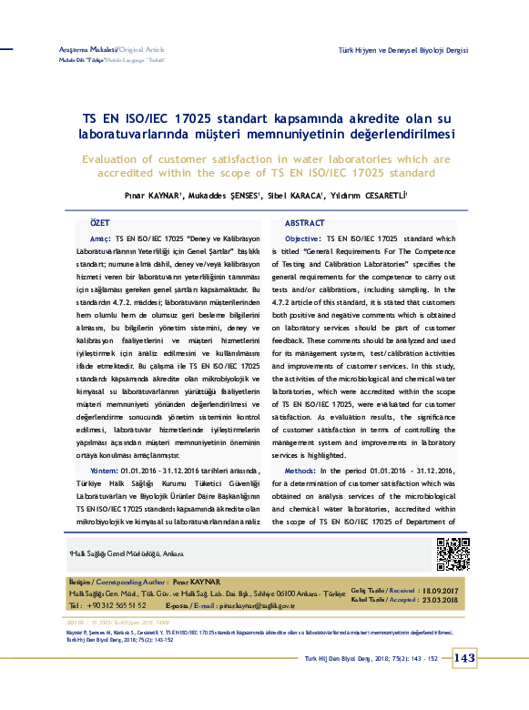 (PDF) Evaluation of customer satisfaction in water laboratories which ...