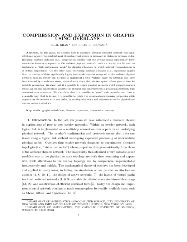 (PDF) Compression and expansion in graphs using overlays | Kiran Bhutani - Academia.edu