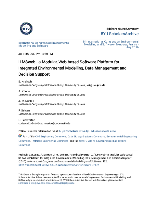 (PDF) ILMSweb - a Modular, Web-based Software Platform for Integrated Environmental Modelling ...