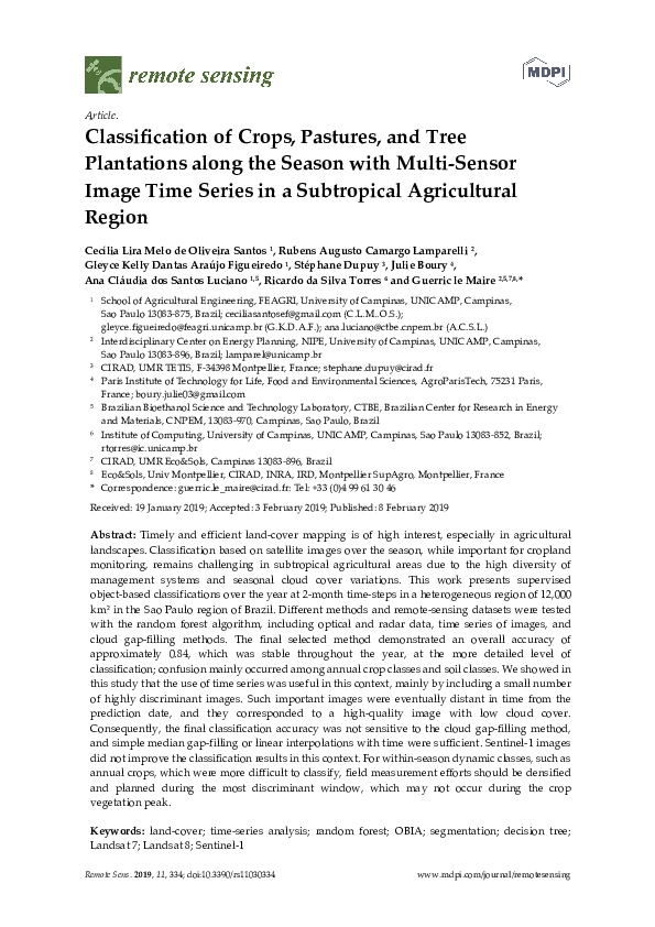 (PDF) Classification of Crops, Pastures, and Tree Plantations along the ...