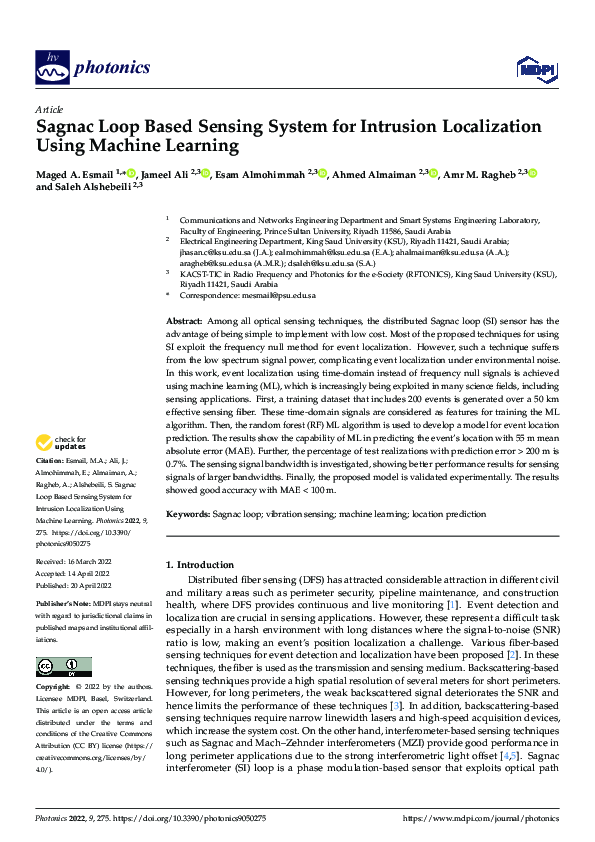 Pdf Sagnac Loop Based Sensing System For Intrusion Localization Using Machine Learning Amr 