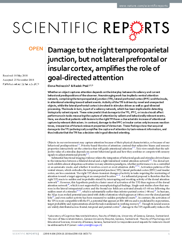 (PDF) Damage to the right temporoparietal junction, but not lateral ...
