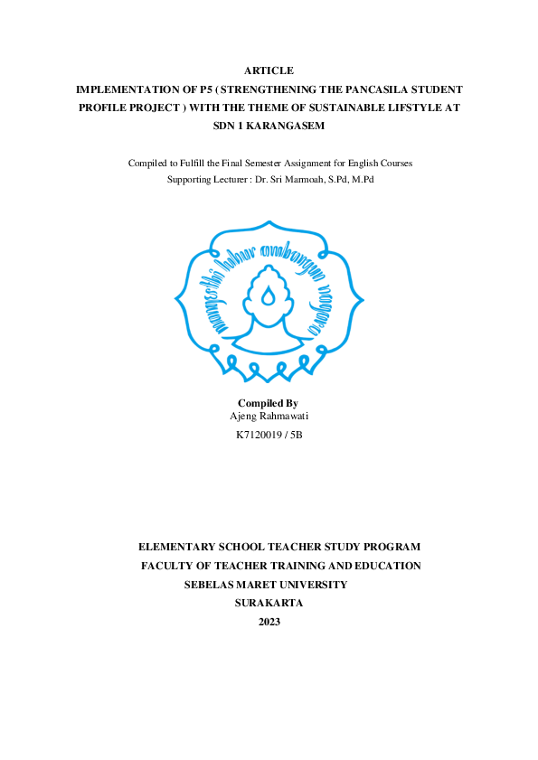 (PDF) IMPLEMENTATION OF P5 ( STRENGTHENING THE PANCASILA STUDENT ...