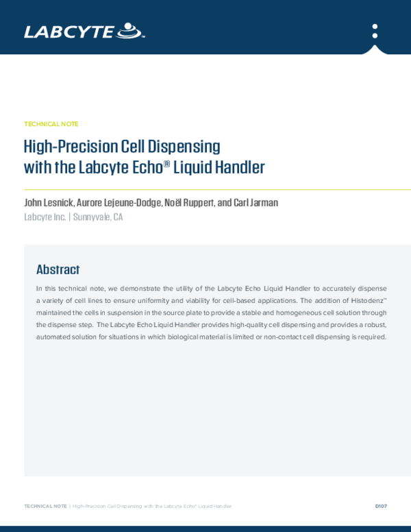 (PDF) Establishing a Method for High Precision Cell Dispensing with the ...