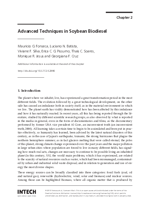 (PDF) Advanced Techniques in Soybean Biodiesel