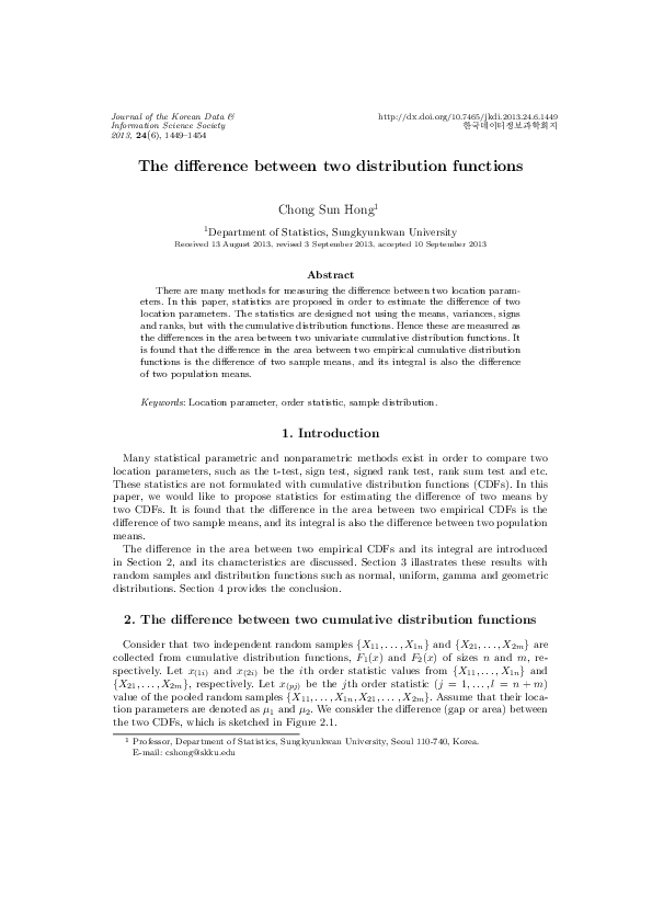 (PDF) The difference between two distribution functions
