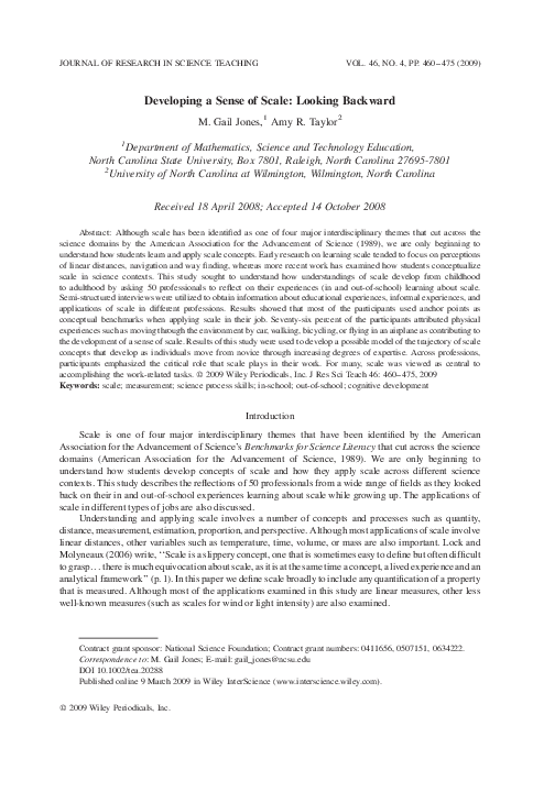 (PDF) Developing a sense of scale: Looking backward