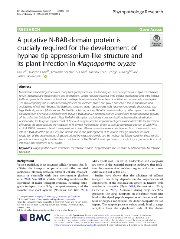 (PDF) A putative N-BAR-domain protein is crucially required for the ...