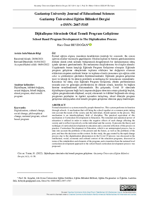 (PDF) School Based Program Development in The Digitalization Process