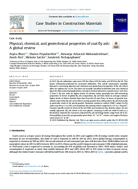 (PDF) Physical, chemical, and geotechnical properties of coal fly ash ...