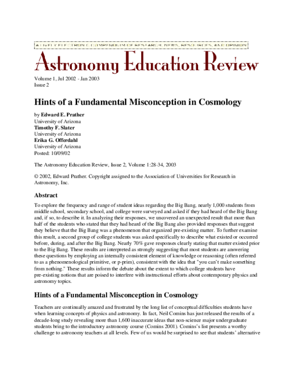 (PDF) Hints of a Fundamental Misconception in Cosmology