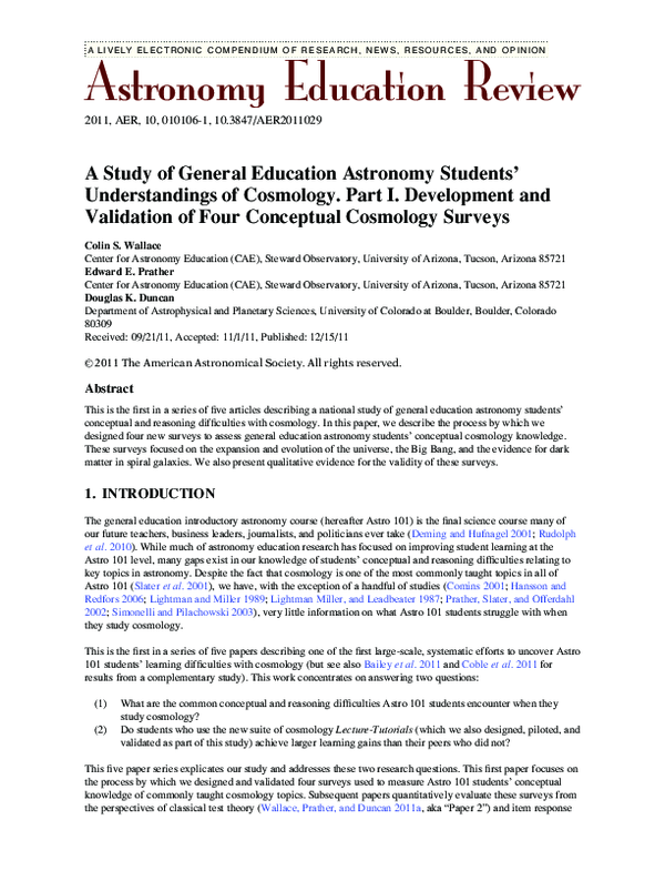 (PDF) A Study of General Education Astronomy Students’ Understandings ...