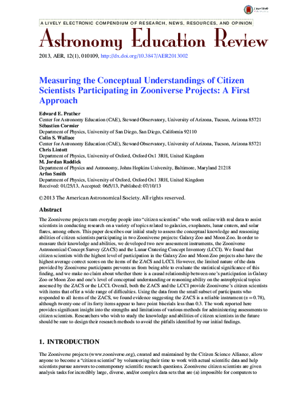 (PDF) Measuring the Conceptual Understandings of Citizen Scientists ...