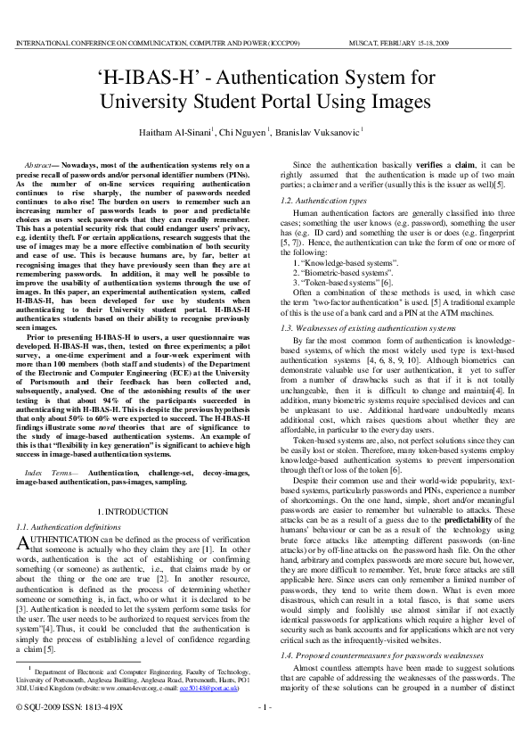 (PDF) H-IBAS-H'-Authentication System for University Student Portal ...