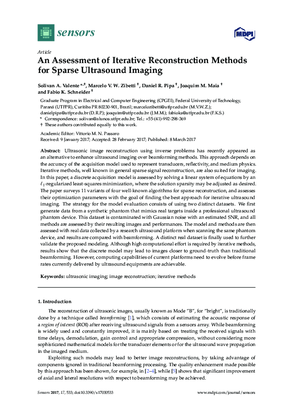 Pdf An Assessment Of Iterative Reconstruction Methods For Sparse Ultrasound Imaging