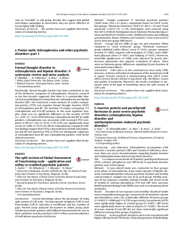 (PDF) The split version of Global Assessment of Functioning scale ...