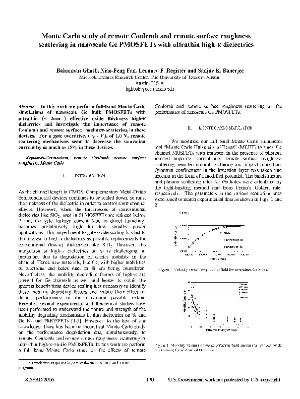 (PDF) Monte Carlo study of remote Coulomb and remote surface roughness scattering in nanoscale ...