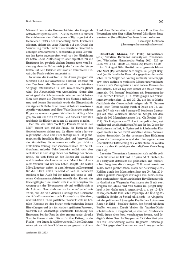 (PDF) Anthropos Review of Kh. Omarkhali and Ph. Kreyenbroek "Yezidism ...