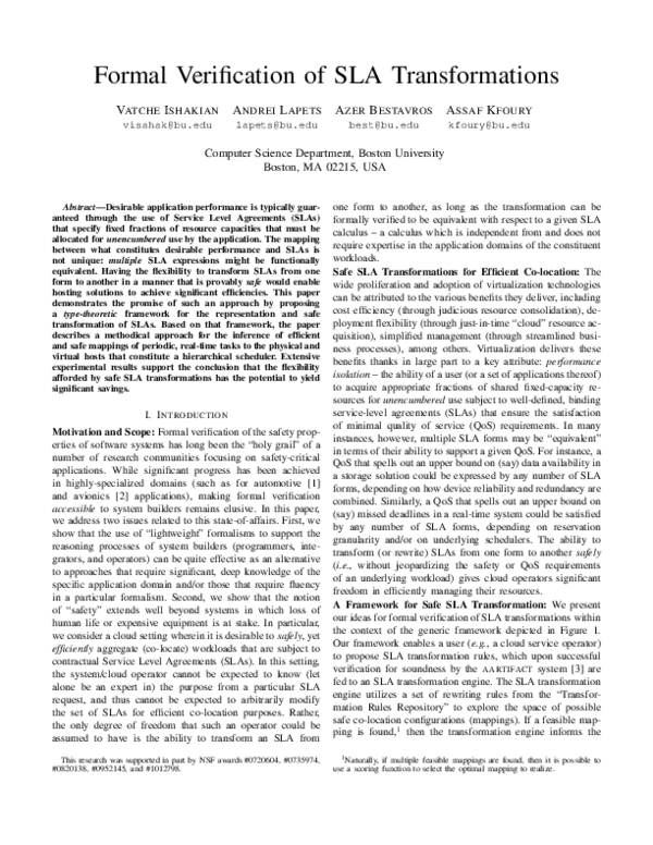 (PDF) Formal Verification of SLA Transformations (PDF) Formal Verification of SLA Transformations