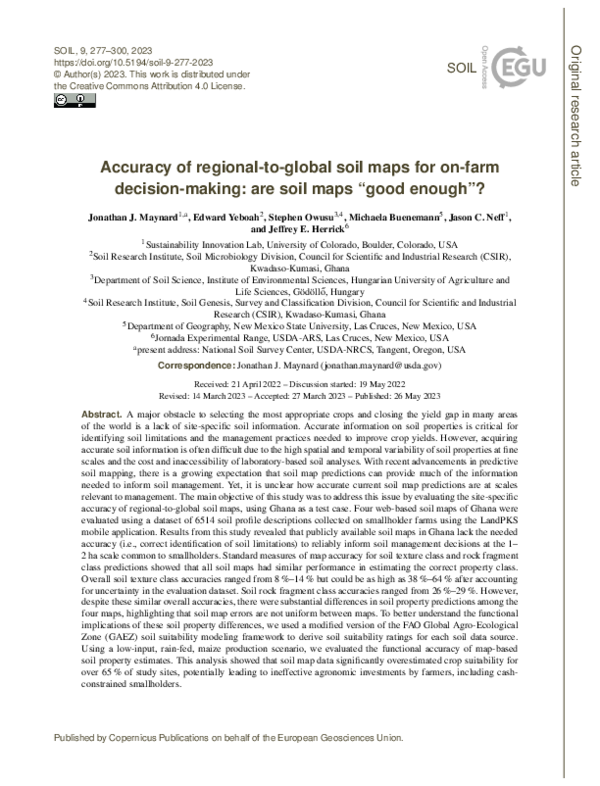 (PDF) Accuracy of regional-to-global soil maps for on-farm decision ...