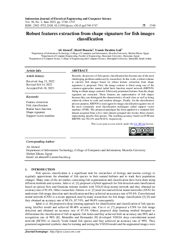 (PDF) Robust features extraction from shape signature for fish images classification