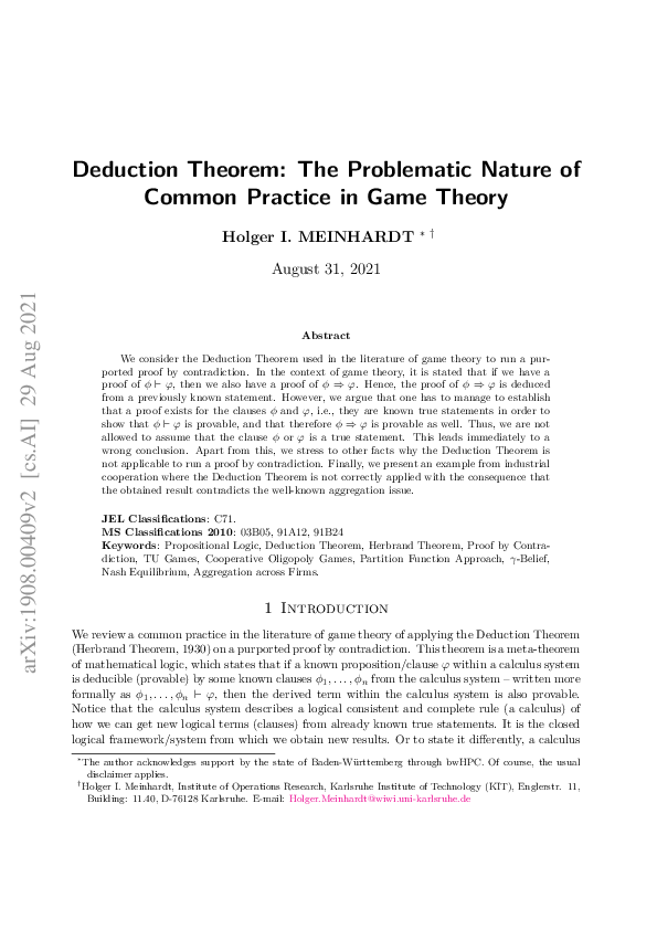 (PDF) Deduction Theorem: The Problematic Nature of Common Practice in ...