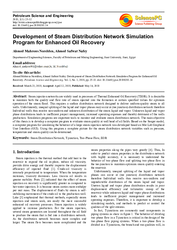 (PDF) Development of Steam Distribution Network Simulation Program for ...