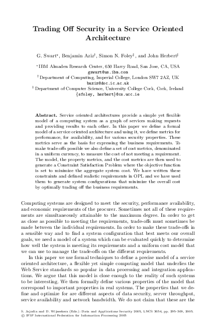 (PDF) Optimizing Security in Service Architectures