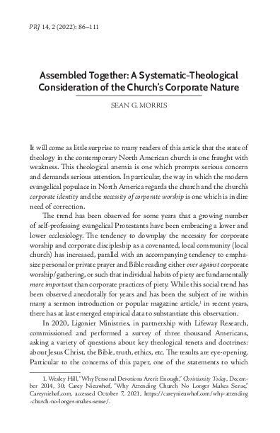 (PDF) Assembled Together: A Systematic-Theological Consideration of the ...