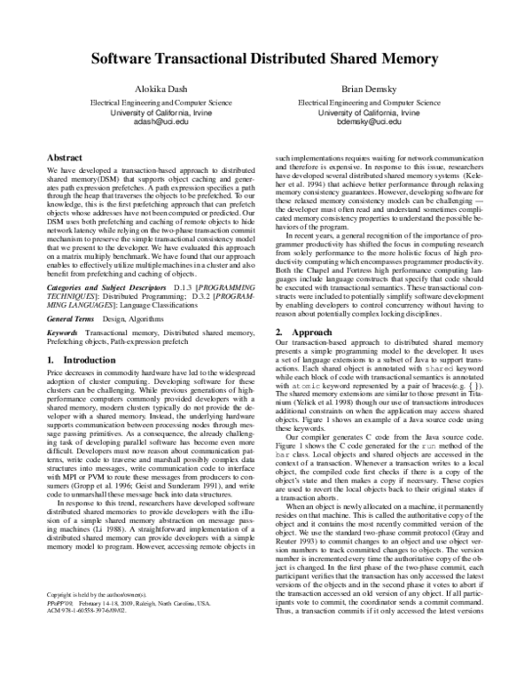 Pdf Software Transactional Distributed Shared Memory 9909