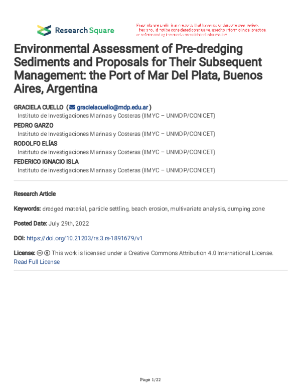 (PDF) Environmental Assessment of Pre-dredging Sediments and Proposals ...