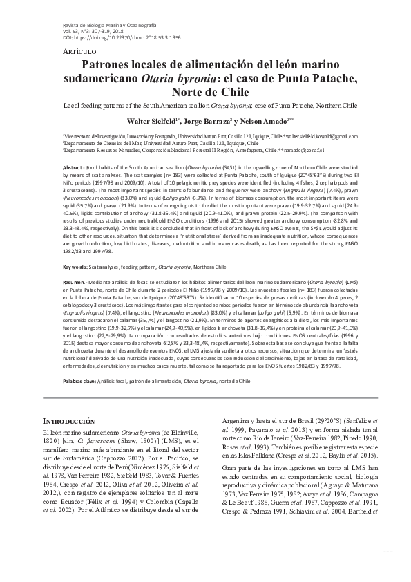(PDF) Patrones locales de alimentación del león marino sudamericano ...