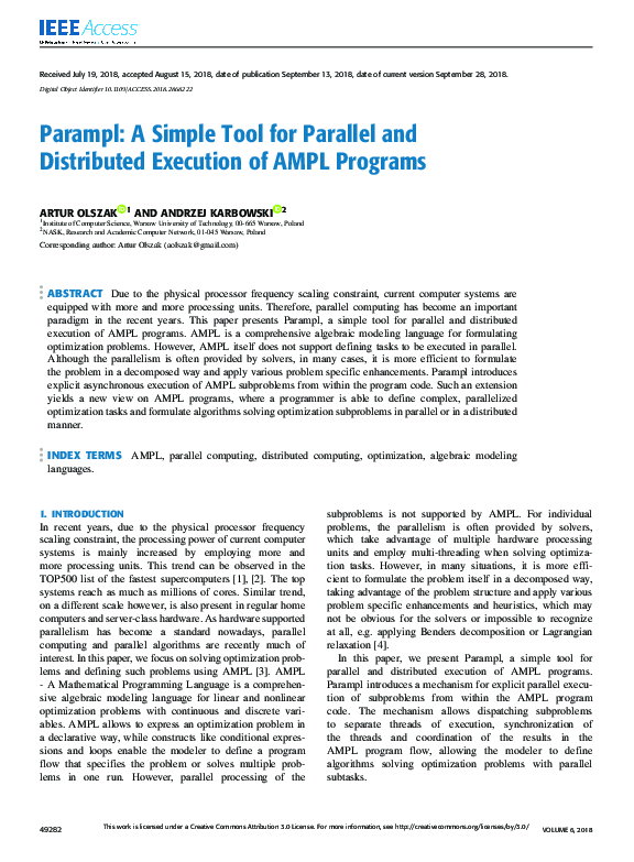 Pdf Parampl A Simple Tool For Parallel And Distributed Execution Of Ampl Programs 
