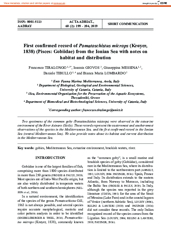 (PDF) First confirmed record of Pomatoschistus microps (Krøyer, 1838 ...