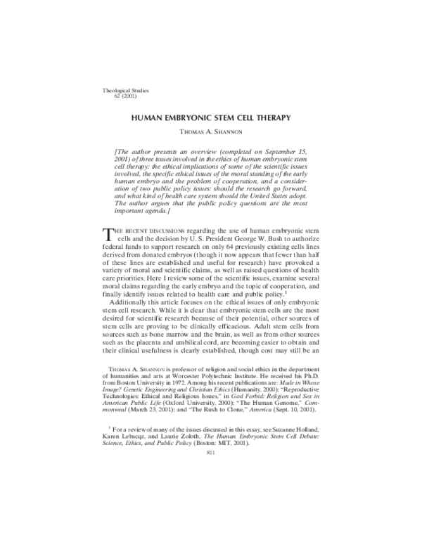 (PDF) Human Embryonic Stem Cell Therapy