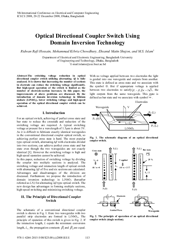 (PDF) Optical directional coupler switch using domain inversion ...